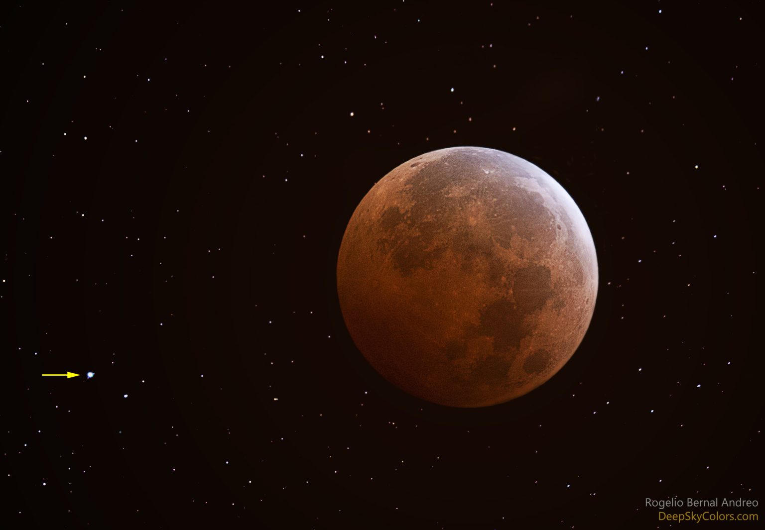 Eclipsed Moon And Uranus – Deep Sky Colors